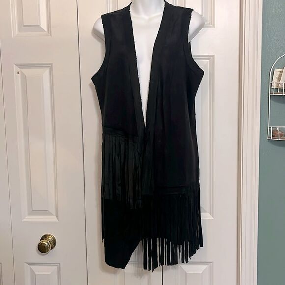 Vocal | Sweaters | Vocal Black Fringe Asymmetrical Open Front ...